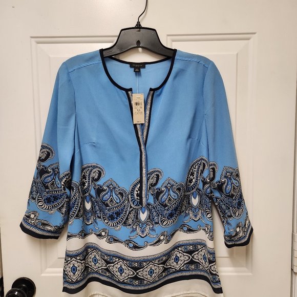 Ann Taylor | Tops | Ann Taylor Split Neck Tunic 34 Sleeve Color Light ...
